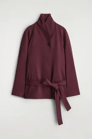 Cos Belted Wool-blend Shawl-collar Jacket - Red
