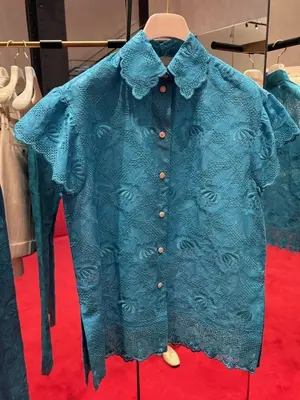 VALENTINO Blue Eyelet Shirt