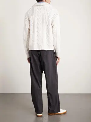 FRAME Cable-knit Wool And Cashmere-blend Half-zip Sweater - Neutrals