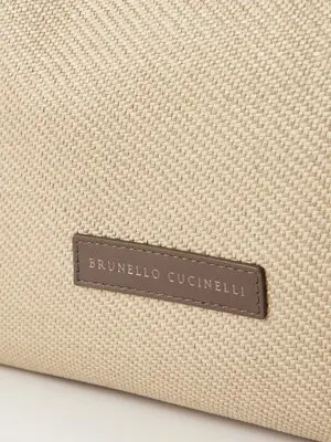 Brunello Cucinelli Woven Raffia And Leather Weekend Bag