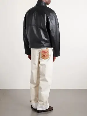 Bottega Veneta Intrecciato-trimmed Leather Blouson Jacket - Black