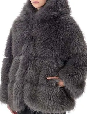 SWORD 6644 Faux Fur Coat - Grisaille