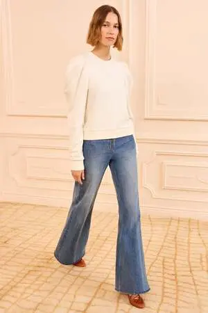 Ulla Johnson Adeline Terry Pullover Knit Sweater - Creme