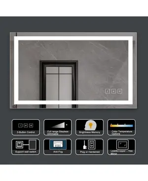 HAUSCHEN HOME 24 X 40 Inch Led Lighted Bathroom Mirror