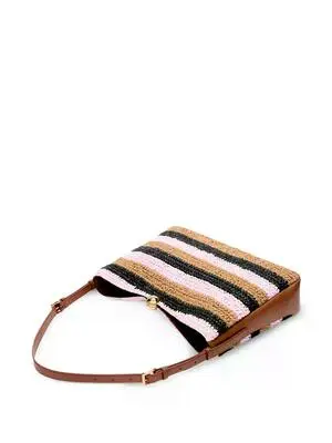 Furla Striped Crochet Raffia Shoulder Bag