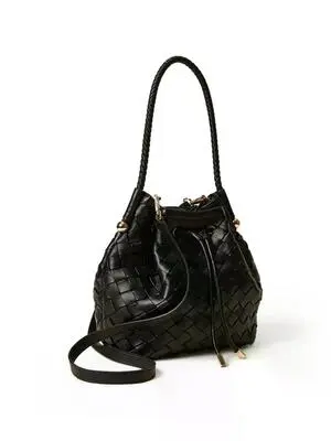 TWINSET Woven Bucket Bag With Braided Top Handle