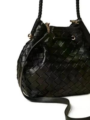 TWINSET Woven Bucket Bag With Braided Top Handle