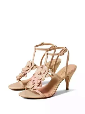 TWINSET Leather Sandals With Floral Appliqu