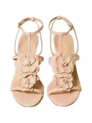TWINSET Leather Sandals With Floral Appliqu