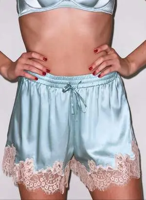 FLEUR DU MAL Juliet Silk & Lace Short - Frosted Mint