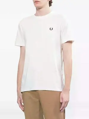 Fred Perry Logo-embroidered Crew Neck T-shirt - Neutrals