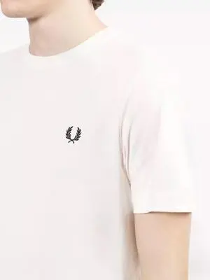 Fred Perry Logo-embroidered Crew Neck T-shirt - Neutrals