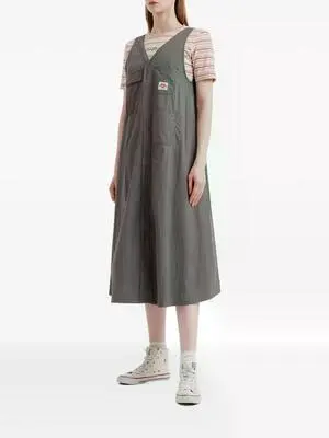 FINGERCROXX Pocket V-neck Midi Dress - Grey