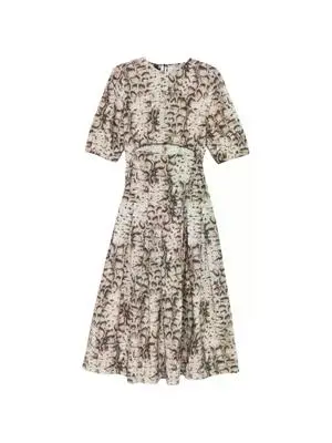 Pinko Animal-print Cutout Midi Dress - Neutrals