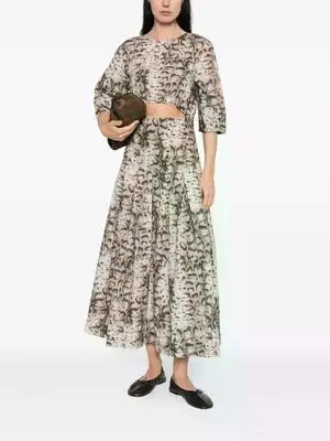 Pinko Animal-print Cutout Midi Dress - Neutrals