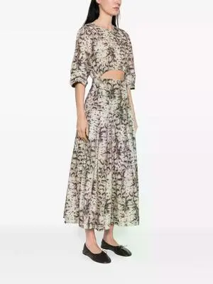 Pinko Animal-print Cutout Midi Dress - Neutrals