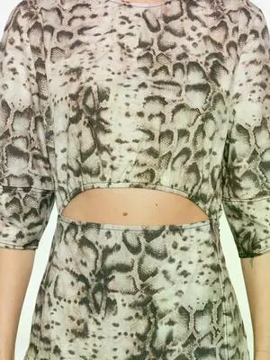Pinko Animal-print Cutout Midi Dress - Neutrals
