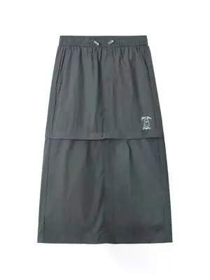 FINGERCROXX Elasticated Midi Skirt With Logo Patch