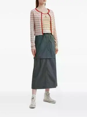 FINGERCROXX Elasticated Midi Skirt With Logo Patch