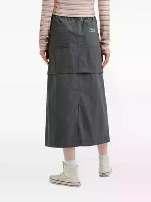 FINGERCROXX Elasticated Midi Skirt With Logo Patch