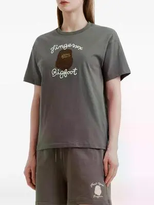 FINGERCROXX Logo-embroidered T-shirt - Grey
