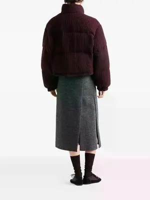 Prada Ribbed Padded Down Jacket - Red