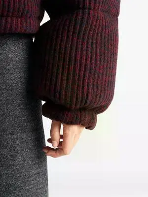 Prada Ribbed Padded Down Jacket - Red