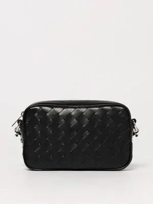 Bottega Veneta Woven Calfskin Leather Camera Bag Black