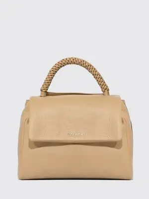 Orciani Leather Handbag With Braided Handle - Biscuit