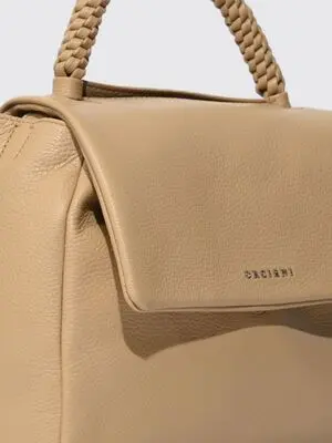 Orciani Leather Handbag With Braided Handle - Biscuit