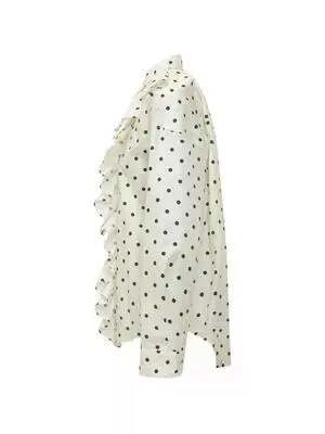 MSGM Polka-dot Ruffled Shirt - Neutrals