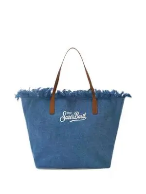 MC2 SAINT BARTH Striped Fringe Shoulder Bag - Blue