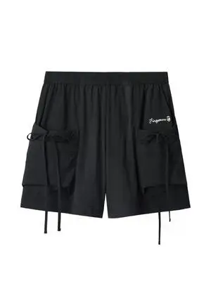 FINGERCROXX Tie-detail Cargo Shorts - Black