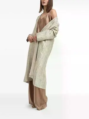 FORTE_FORTE Striped Pattern Coat - Green