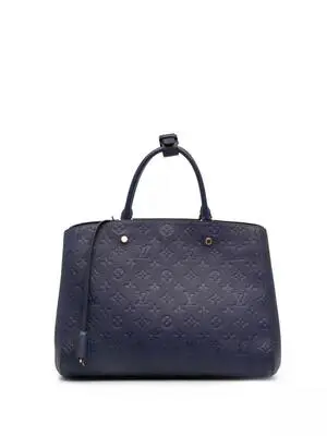 LOUIS VUITTON 2015 Monogram Empreinte Montaigne Gm Satchel - Blue