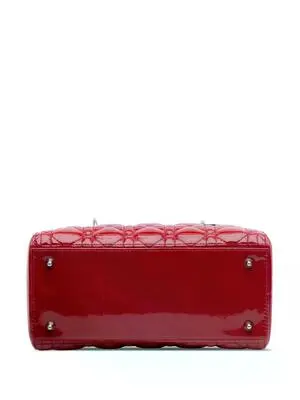 Dior 2010-2025 Medium Patent Cannage Lady Satchel - Red
