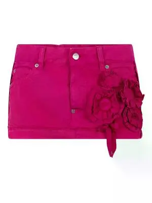 Dsquared2 Embroidered Rosette Denim Mini Skirt - Pink