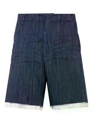 Dsquared2 Ripped Denim Shorts With Striped Pattern Details - Blue