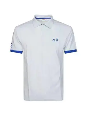 SUN 68 Embroidered Trim Polo Shirt - White