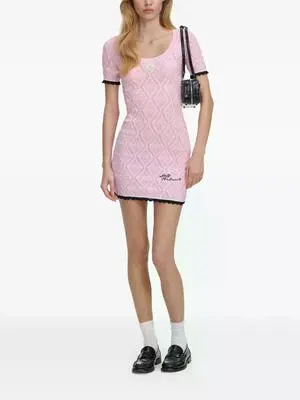 SELF-PORTRAIT Pointelle Knit Mini Dress - Pink