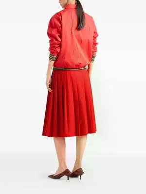 Prada Pleated Gabardine Midi Skirt