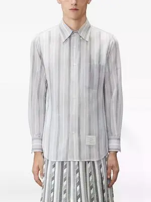 Thom Browne Madras Striped Armband Shirt - Grey