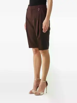 Elisabetta Franchi Buttoned Pleated Shorts - Brown