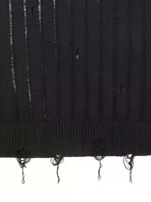 LANEUS Ripped Knitted Vest - Black
