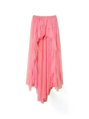 TWINSET Asymmetric Tulle Skirt - Pink