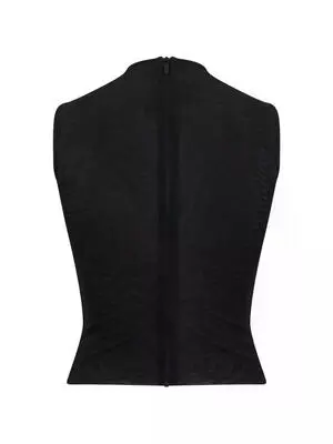 David Koma Rose Detail Ruched Top - Black