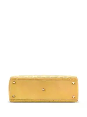 Dior Lady Bag Cannage Quilt Patent Medium Satchel - Yellow