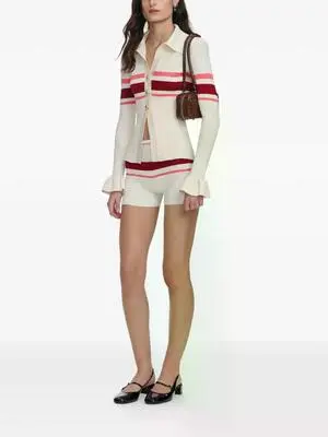 SELF-PORTRAIT Striped Elasticated Shorts - Neutrals