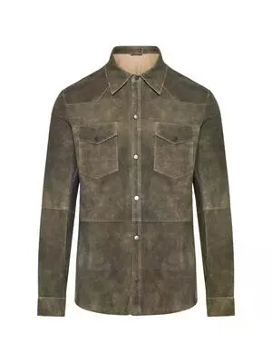 GIORGIO BRATO Leather Shirt Jacket With Chest Pockets