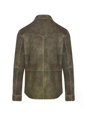 GIORGIO BRATO Leather Shirt Jacket With Chest Pockets